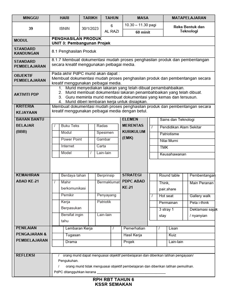 RBT Tahun 6 2022 m33 | PDF