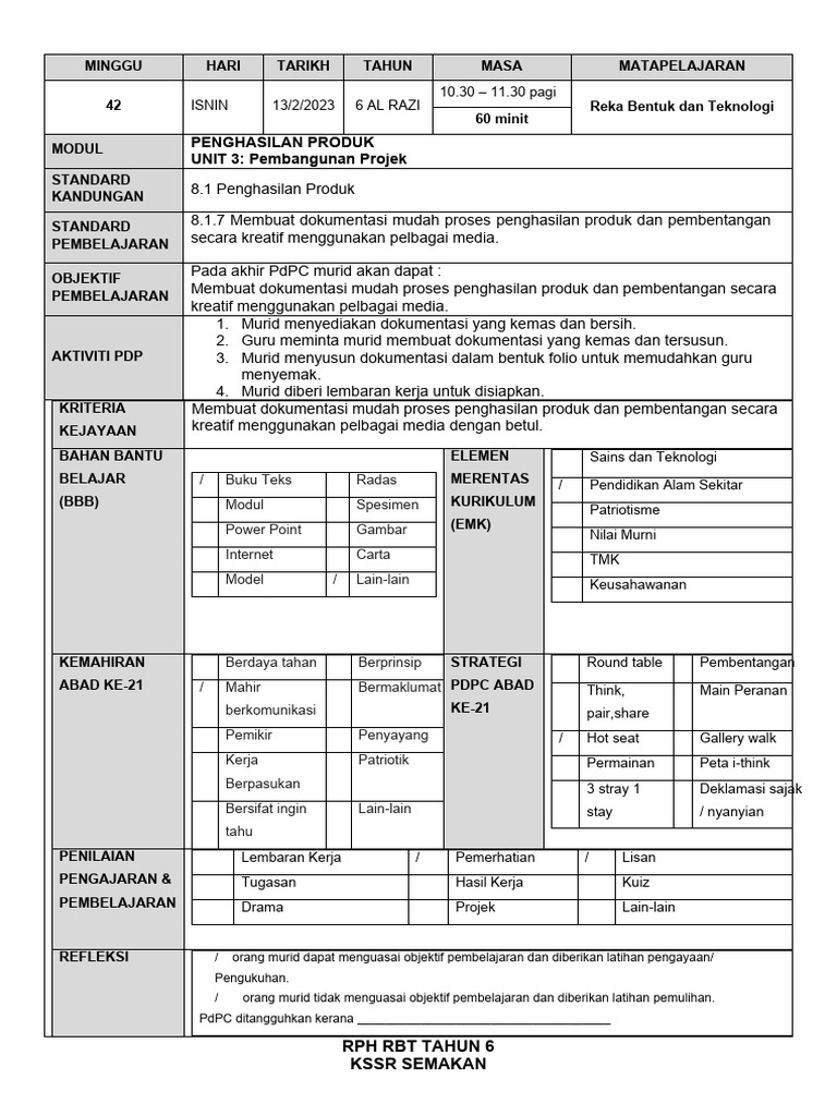 RBT Tahun 6 2022 m34 | PDF