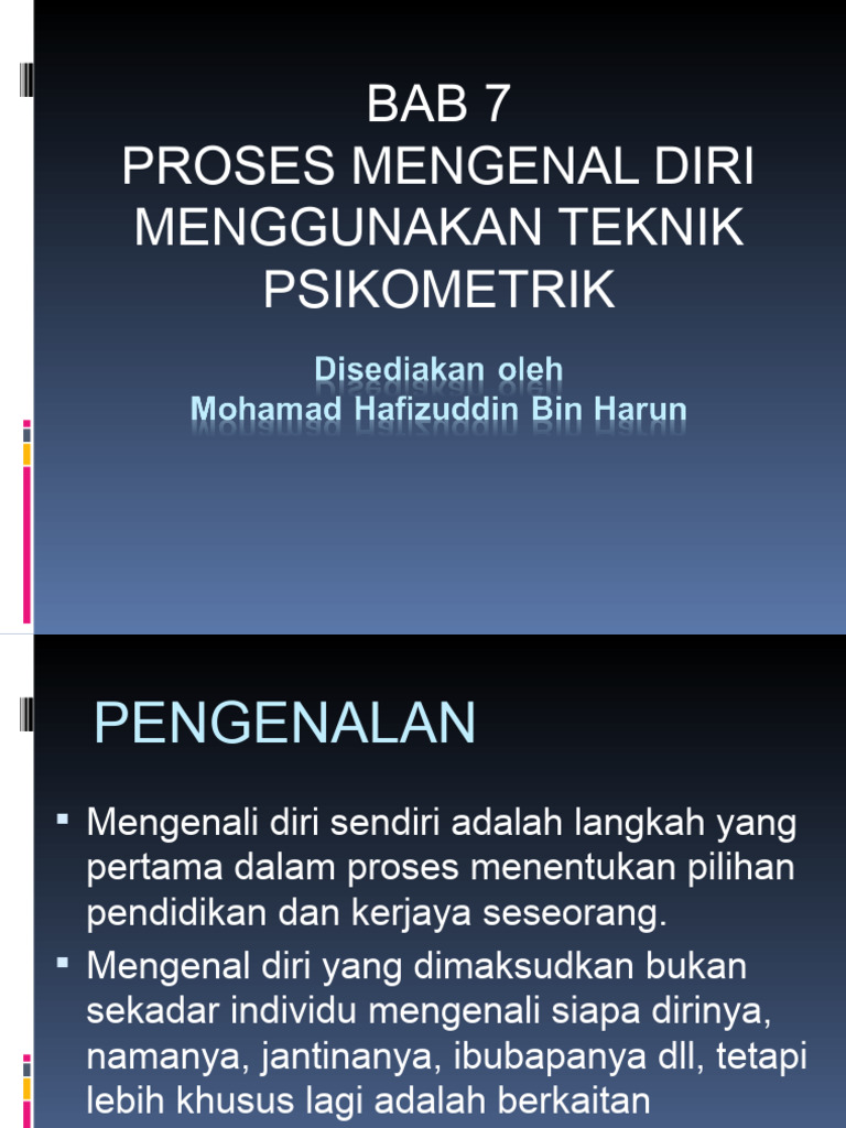 Teori Perkembangan Kerjaya: Topik 7 - Proses Mengenal Diri Menggunakan ...