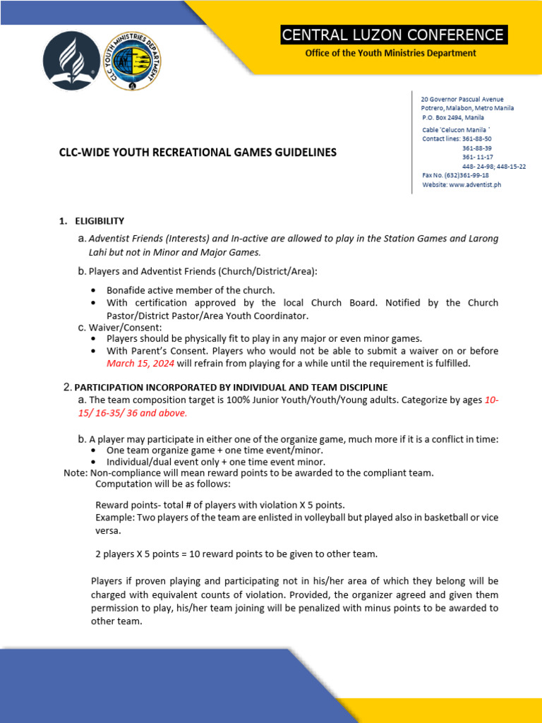 Sportsfest Rules Guidelines 2024 | PDF | Baseball Field | Athletic Sports