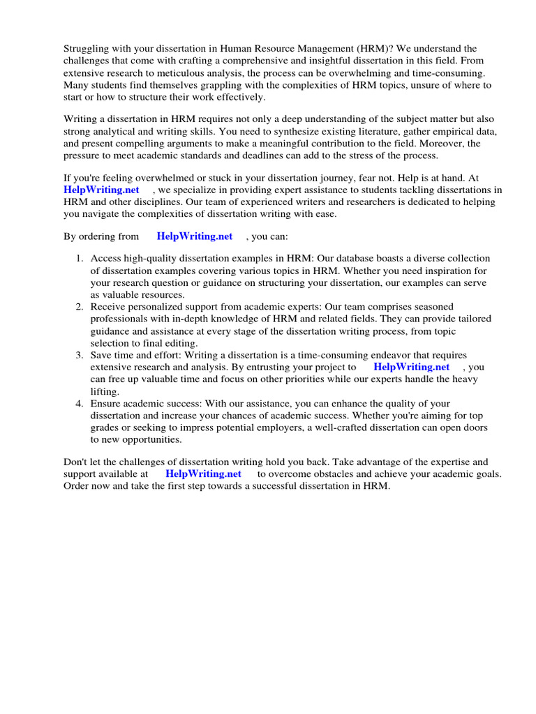 Dissertation Examples in HRM | PDF | Human Resource Management ...