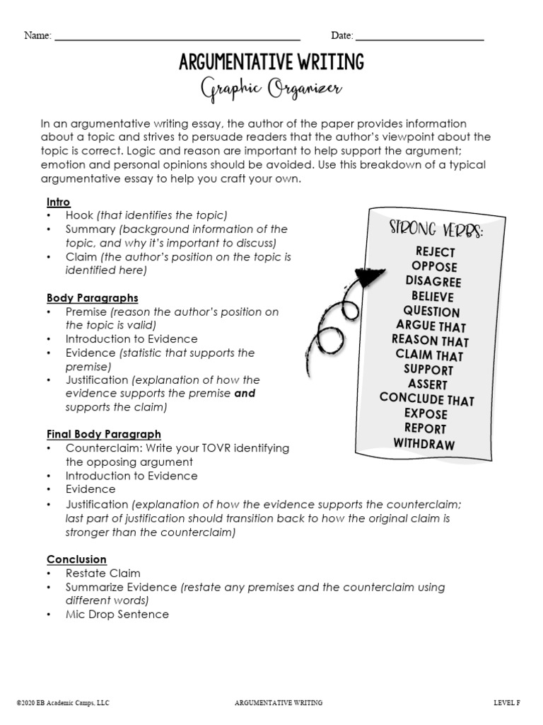 1 Argumentative Writing Graphic Organizer 7th | PDF | Argument | Paragraph