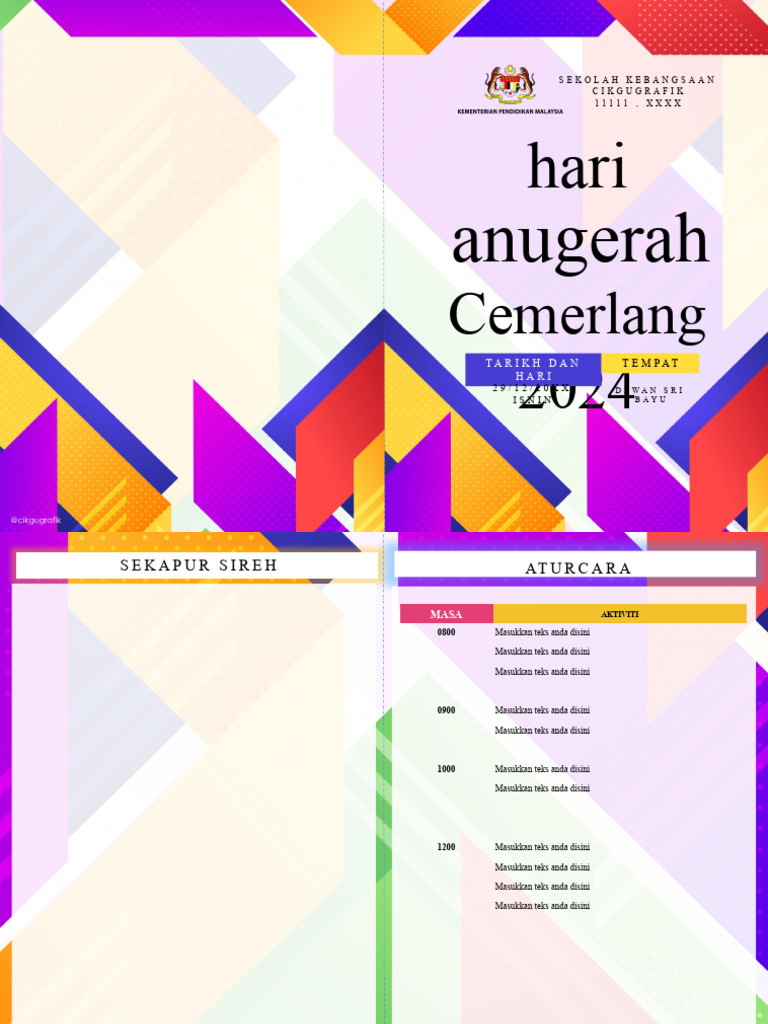 Template Buku Program Percuma Tema Belbagai Bentuk Warna Warni ...
