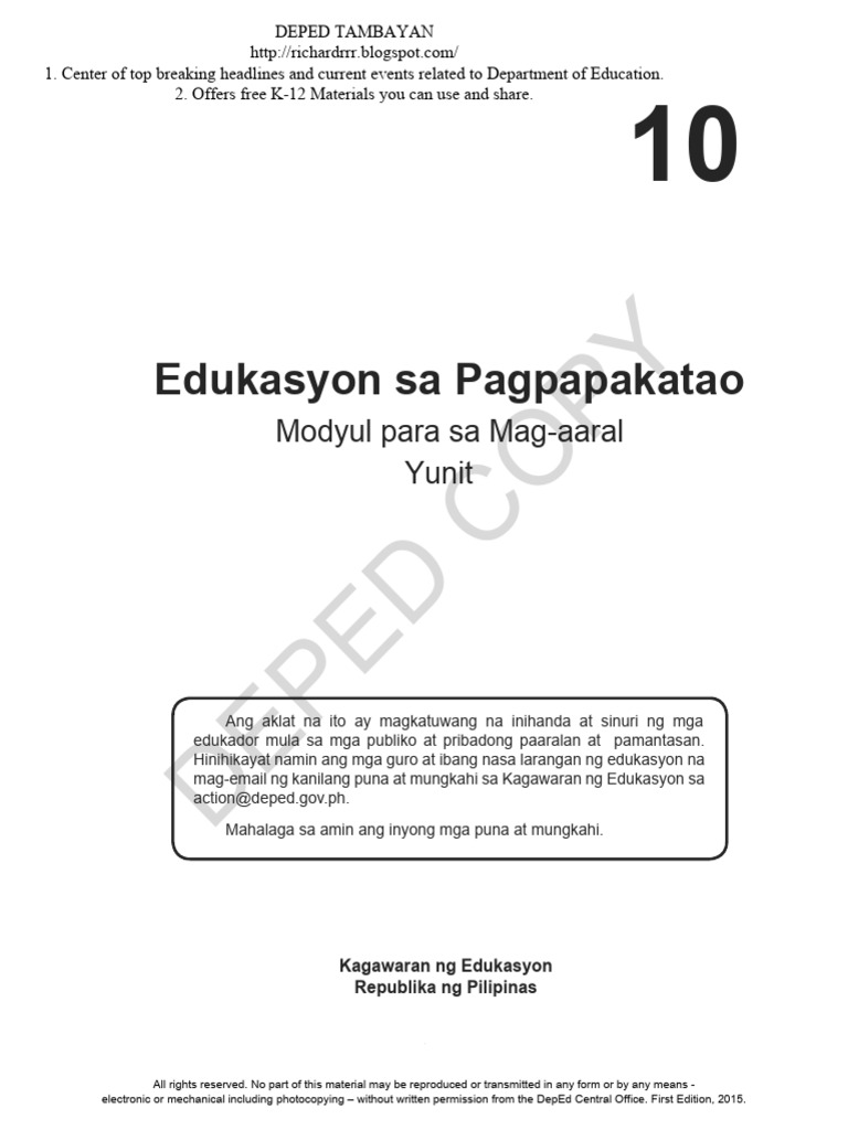 Esp 10 Unit 3 | PDF