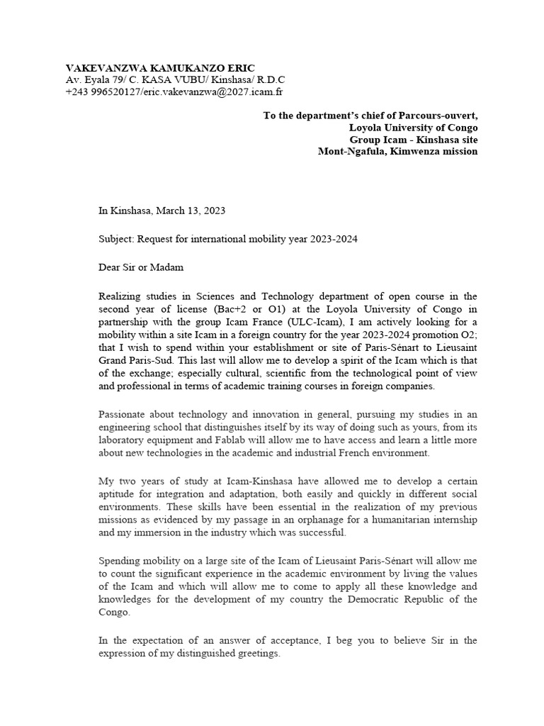 Motivation Letter ERKV | PDF | Science | Cognition