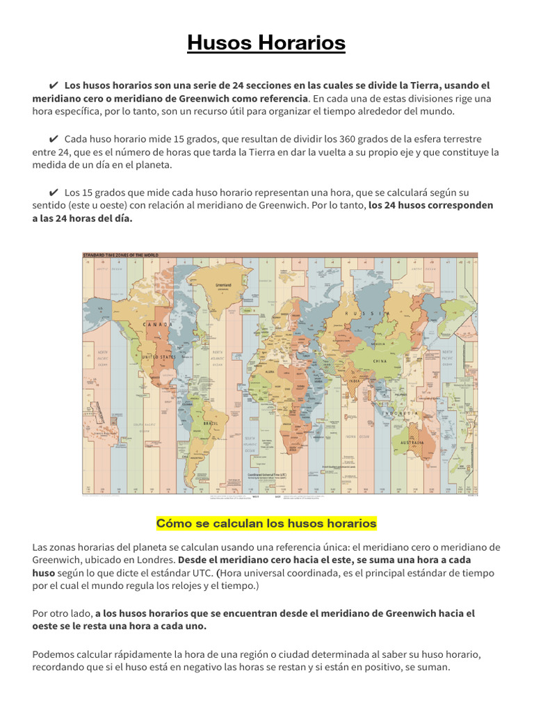 Introducción a los Husos Horarios | PDF | Hora | Geografía