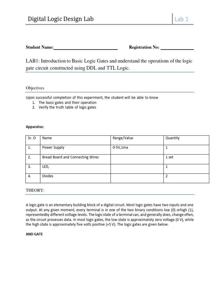 Lab 01 | Download Free PDF | Logic Gate | Electronic Circuits