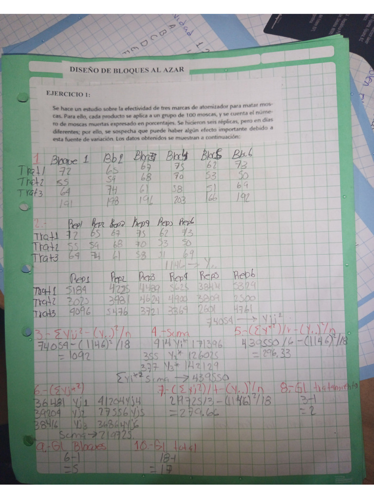 Diseño de Bloques Al Azar Ejercicios | PDF