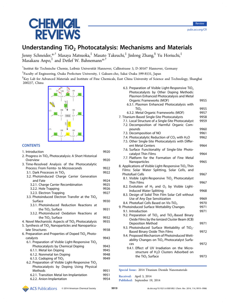 Schneider Et Al. - 2014 - Understanding TiO2 Photocatalysis Mechanisms and | PDF | Titanium ...