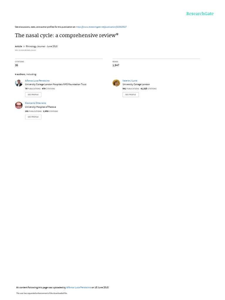 The Nasal Cycle A Comprehensive Review | PDF | Sleep | Human Nose