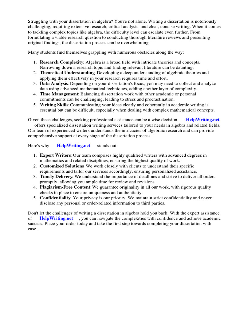 Dissertation Topics in Algebra | PDF | Mathematics | Thesis