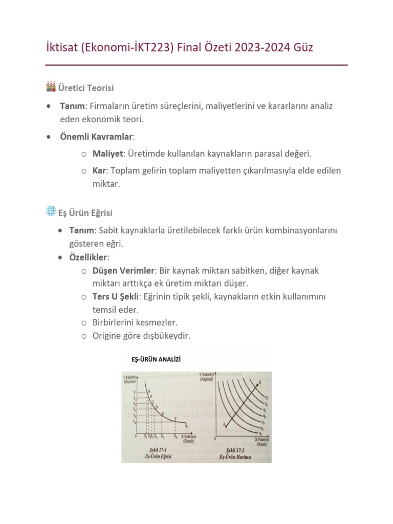 İktisat (Ekonomi) Final Özeti | PDF