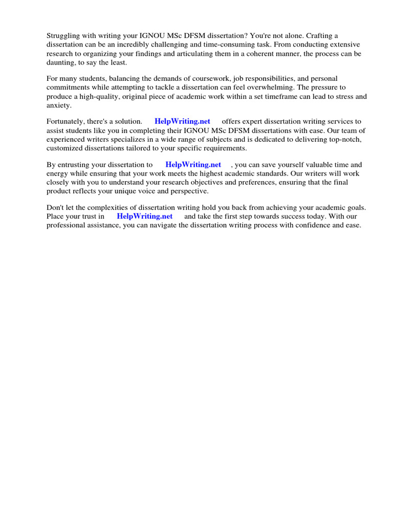 Ignou MSC DFSM Dissertation | PDF | Thesis | Master Of Science