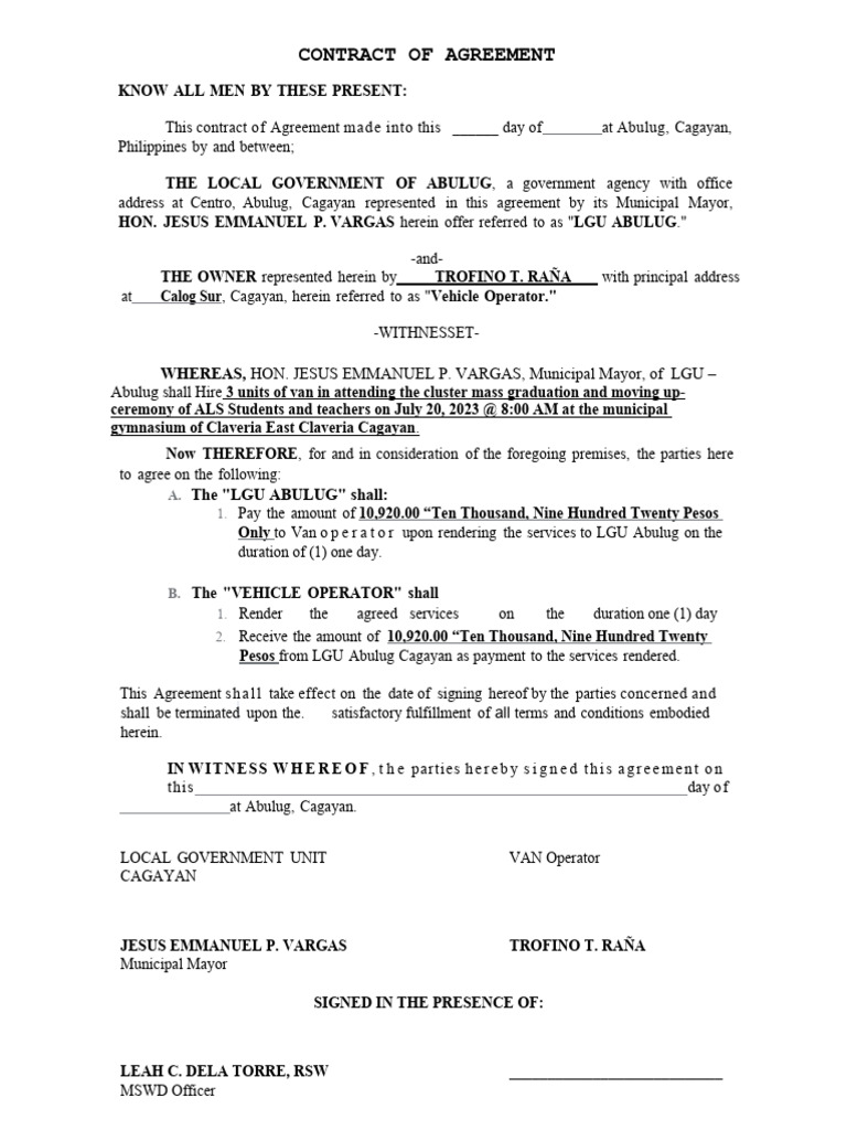 Contract Van Hire | PDF | Private Law | Civil Law (Legal System)