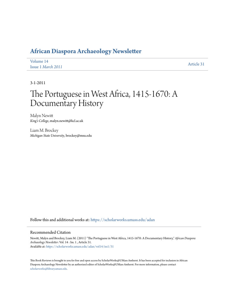 The Portuguese in West Africa 1415-1670 - A Documentary History | PDF | Translations | Portugal