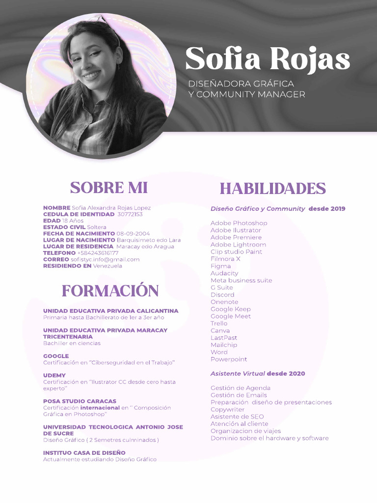 Curriculum Sofia Rojas | PDF