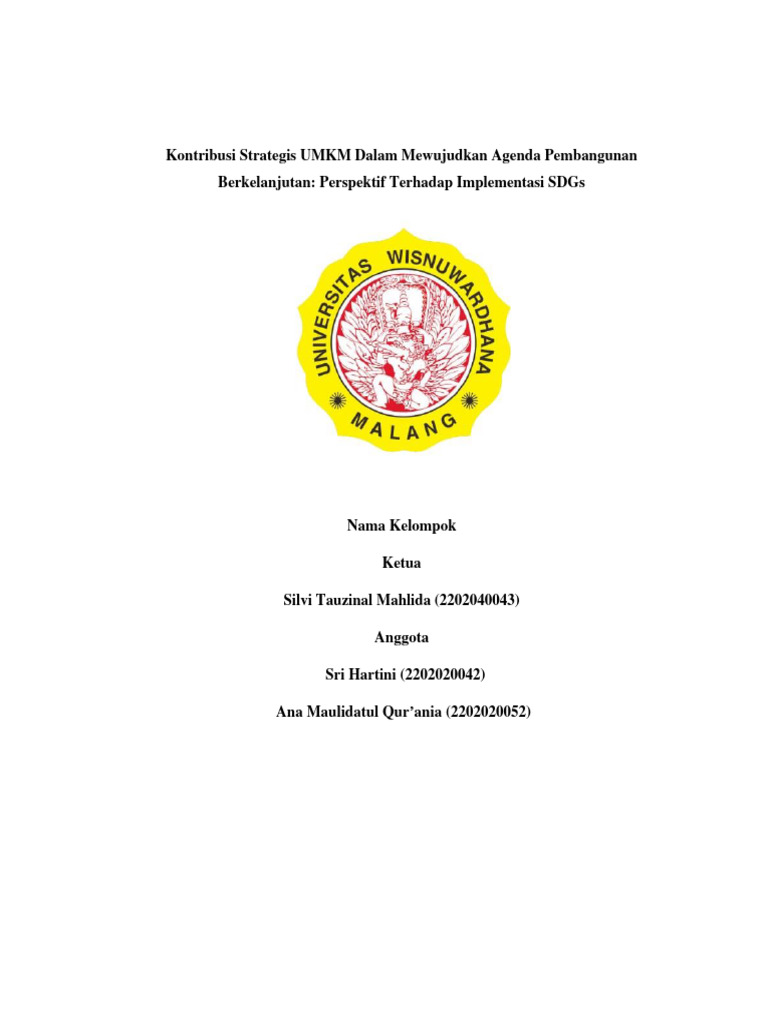 Riset (Kontribusi Strategis UMKM Dalam Mewujudkan Agenda Pembangunan ...