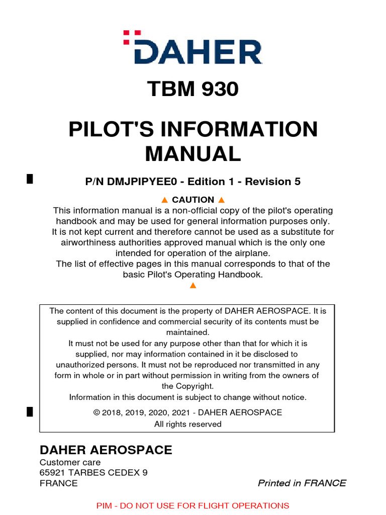 Manual TBM930 | PDF | Aircraft | Aviation