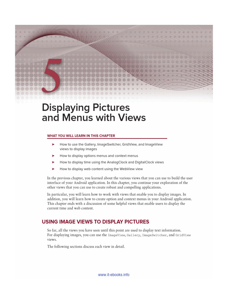 Display Picture and Menu With Views | PDF | Menu (Computing) | Android (Operating System)