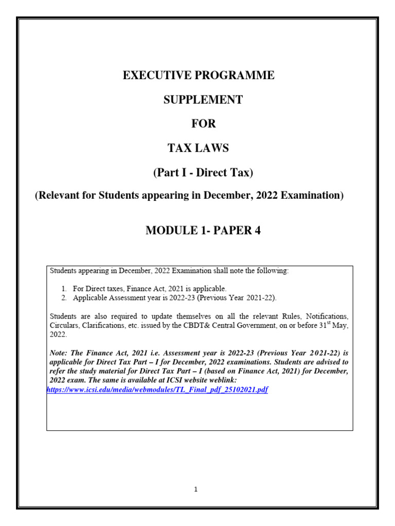 Tax Laws - Direct Tax | PDF | Income Tax | Taxes