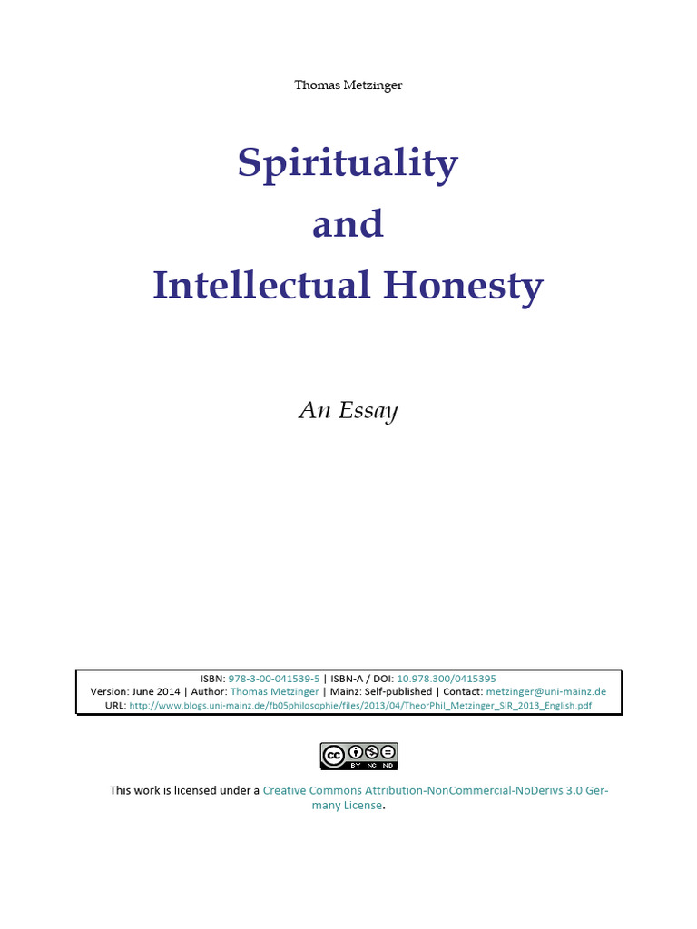 Thomas Metzinger - Spirituality and Intellectual Honesty | PDF | Knowledge | Epistemology