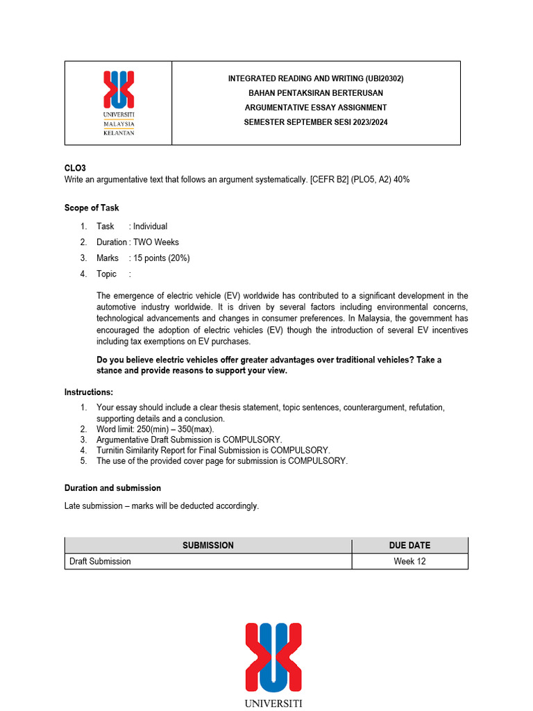 Argumentative Essay on Electric Vehicles | PDF | Vocabulary | Plagiarism