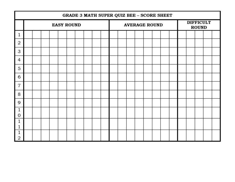 Quiz Bee Score Sheet | PDF
