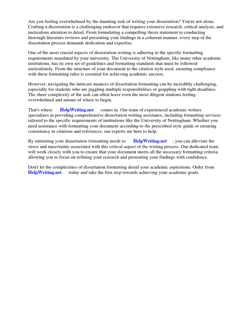 University of Nottingham Dissertation Format | PDF | Thesis | Essays