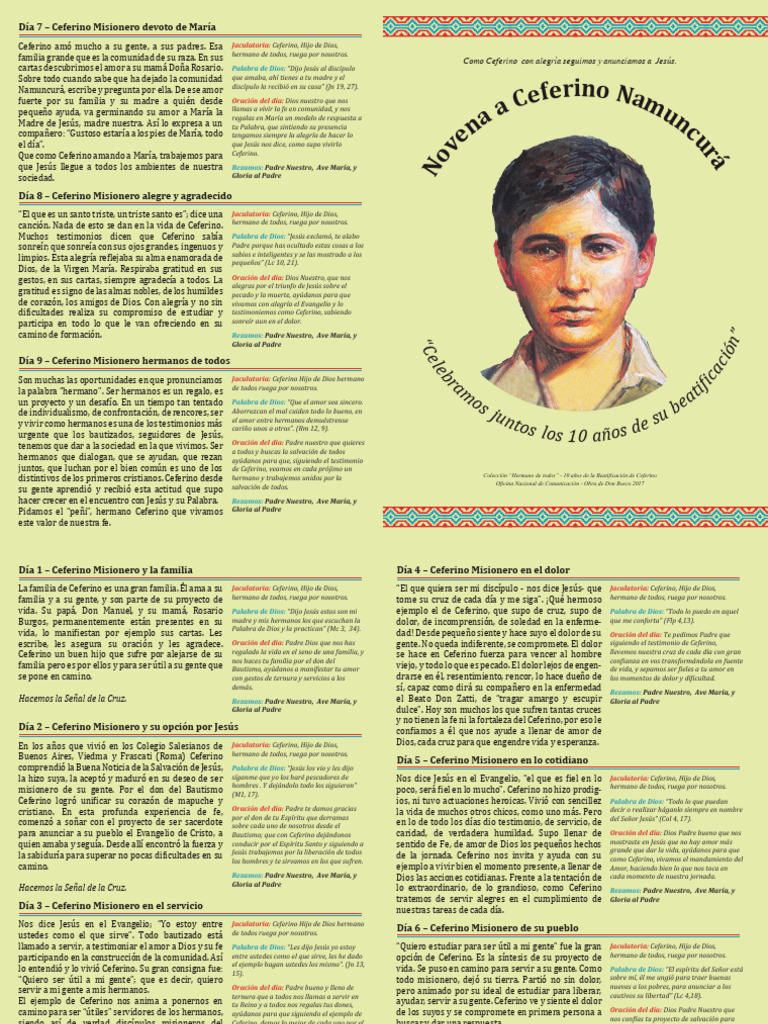 Novena a Ceferino Namuncurá | PDF | orador del Señor | Oración