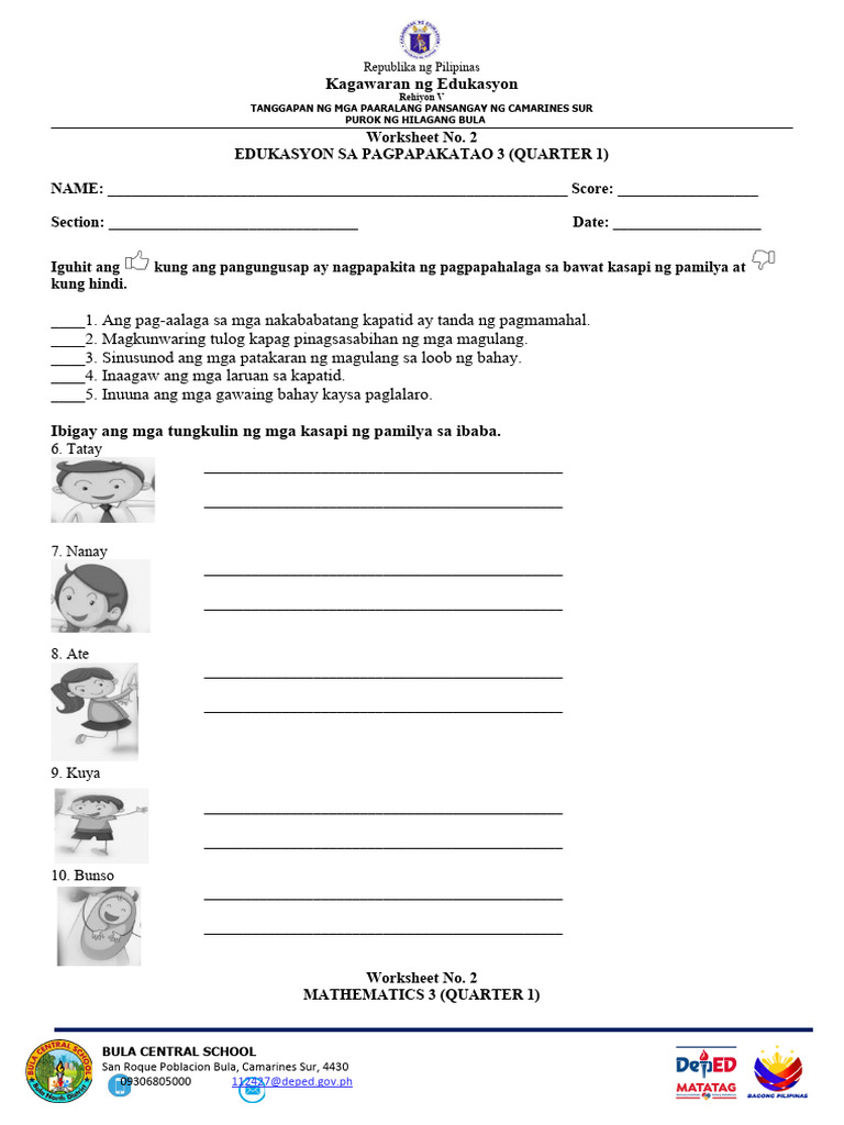 Worksheets in Grade 3 | PDF