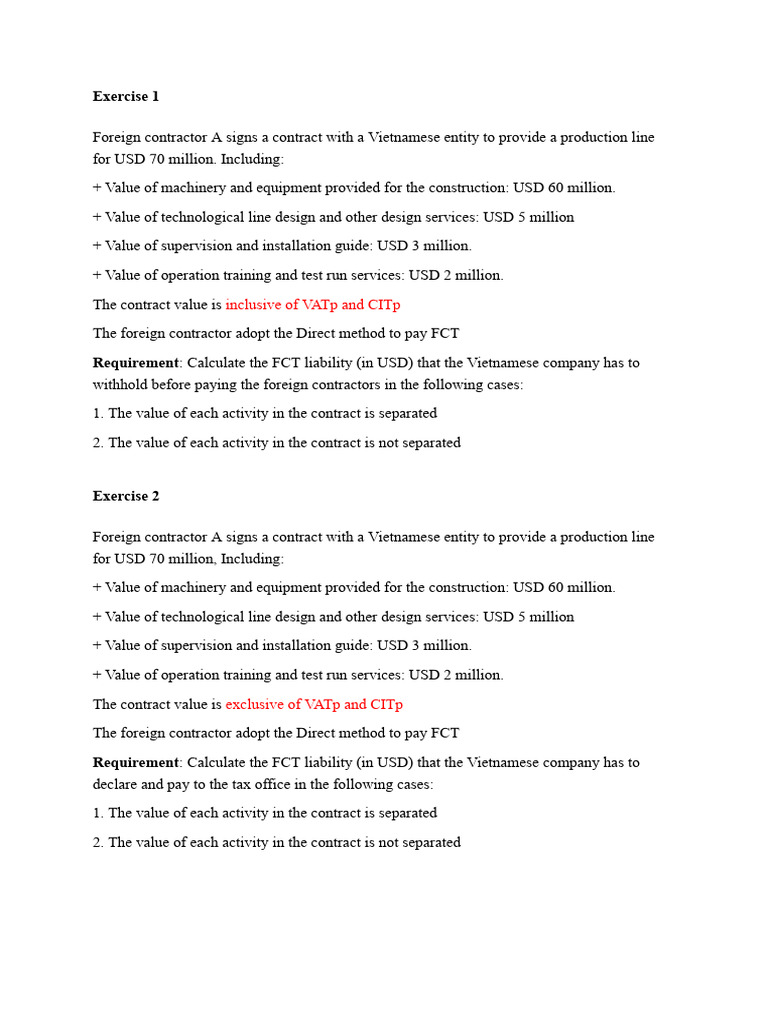 4-FCT Exercises | PDF | Value Added Tax | Employment