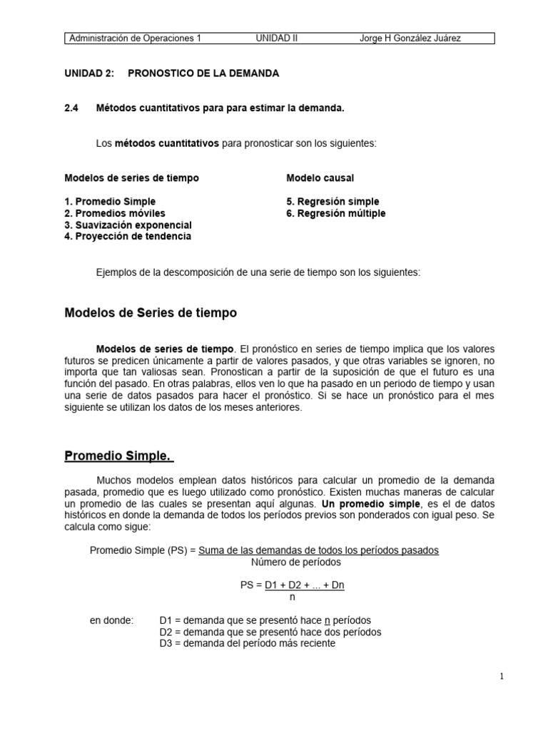 1ao I U-2 Ejercicios Simple y Movil. | PDF | Análisis de regresión | Series de tiempo