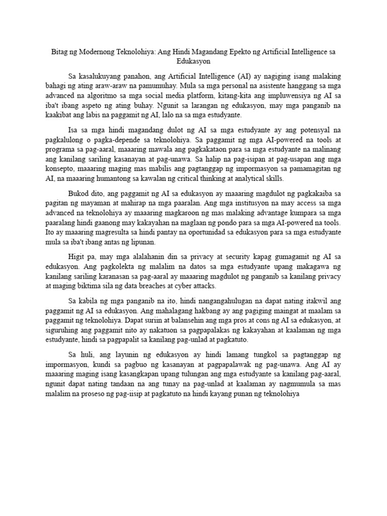 Bitag NG Modernong Teknolohiya-SciTech | PDF