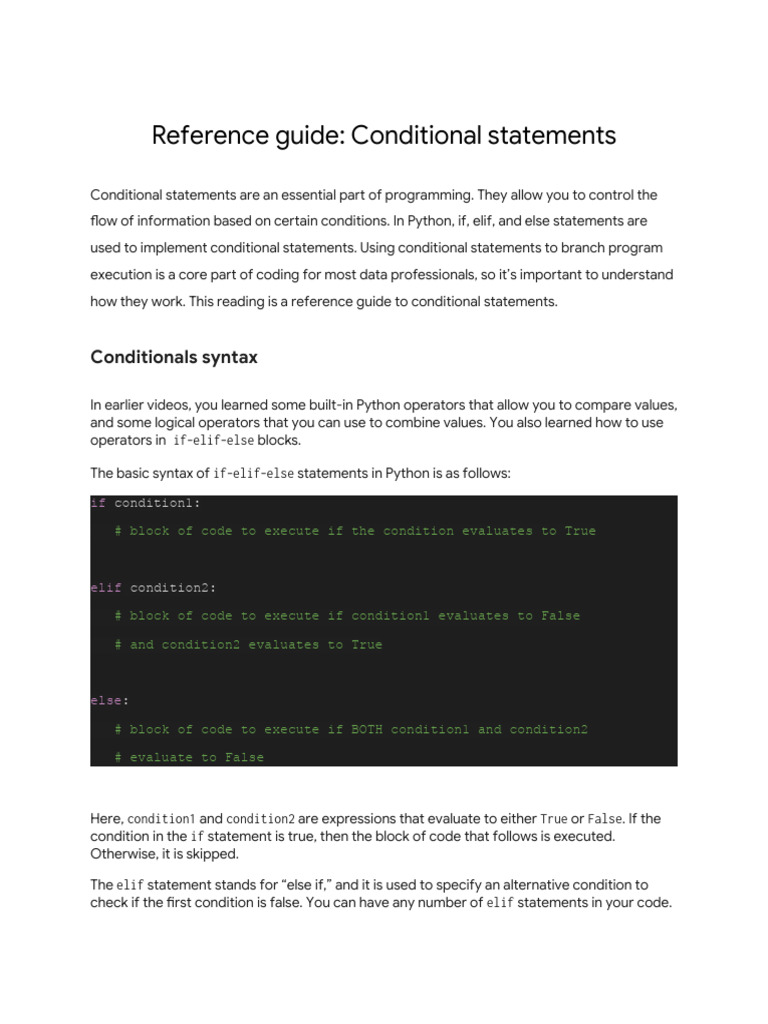 if-elif-else | PDF | Computer Engineering | Software Development