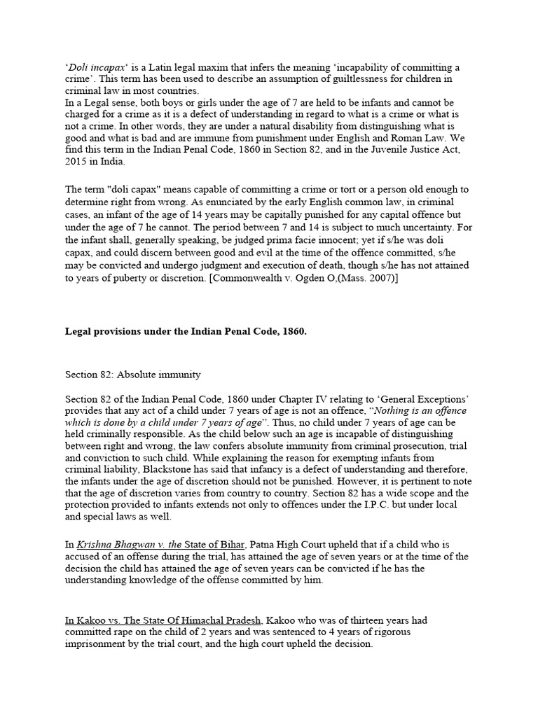 Doli Incapax | PDF | Crimes | Crime & Violence