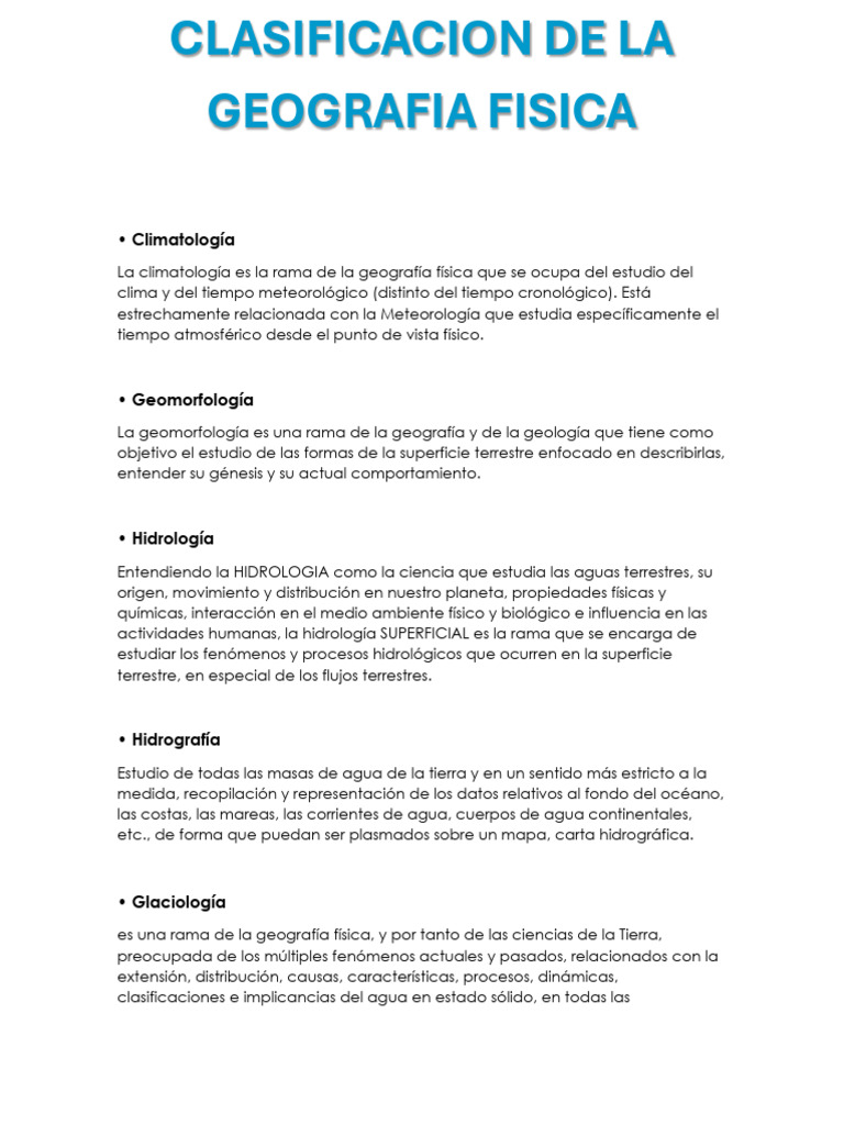 Clasificacion de La Geografia Fisica | PDF | Geografía Física ...
