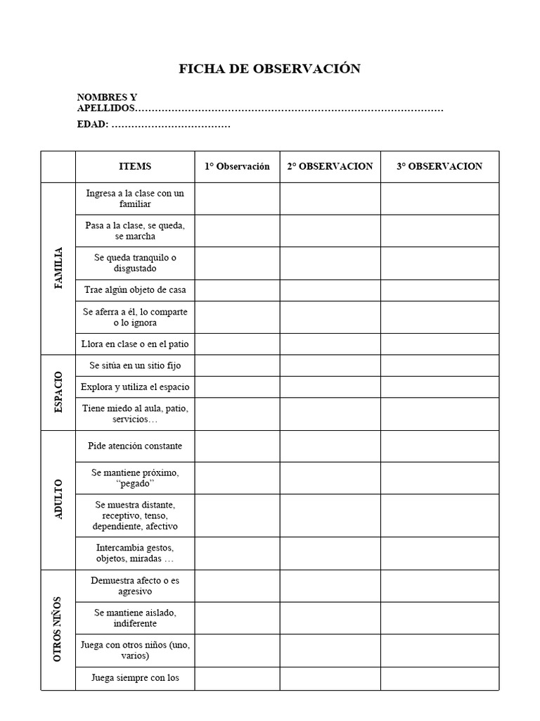 Ficha de Observación | PDF
