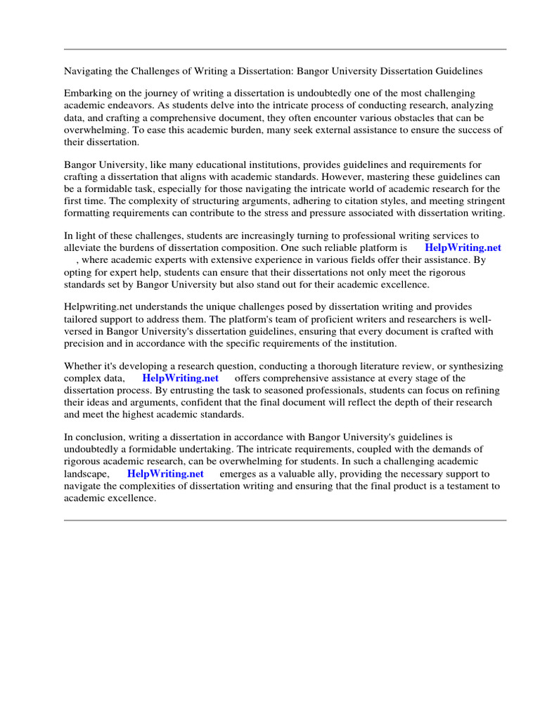 Bangor University Dissertation Guidelines | Download Free PDF | Thesis