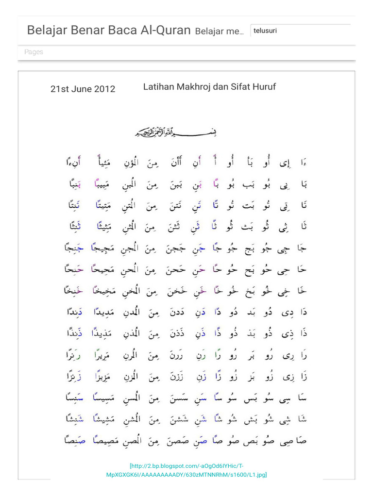 Latihan Makhroj dan Sifat Huruf | PDF | Perjalanan