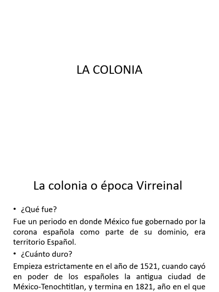 LA COLONIA | PDF | Nueva españa | Colonización europea de las Américas