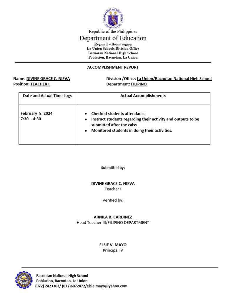 Accomplishment Report As of Feb 5-9,2024 | PDF | Philippines | Government