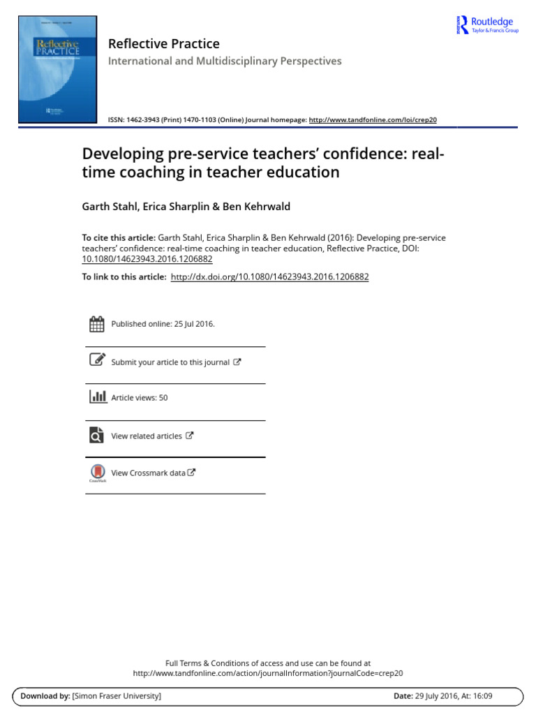 Developing Pre-Service Teachers' Confidence: Real-Time Coaching in ...