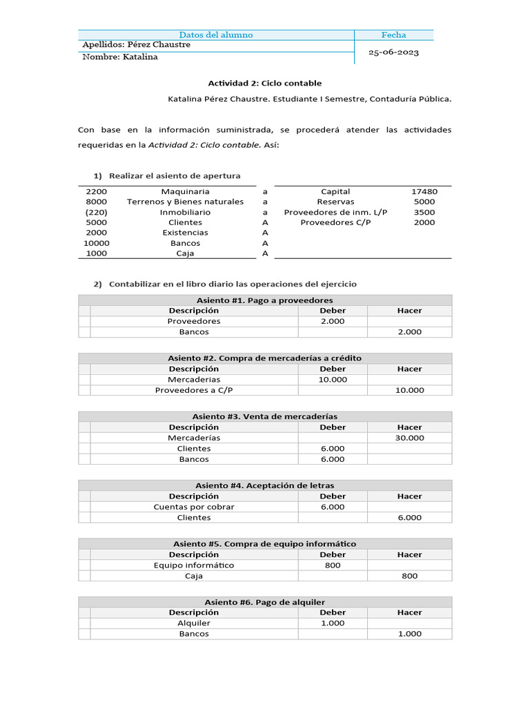 Actividad 2. Ciclo Contable | PDF | Economias | Servicios financieros