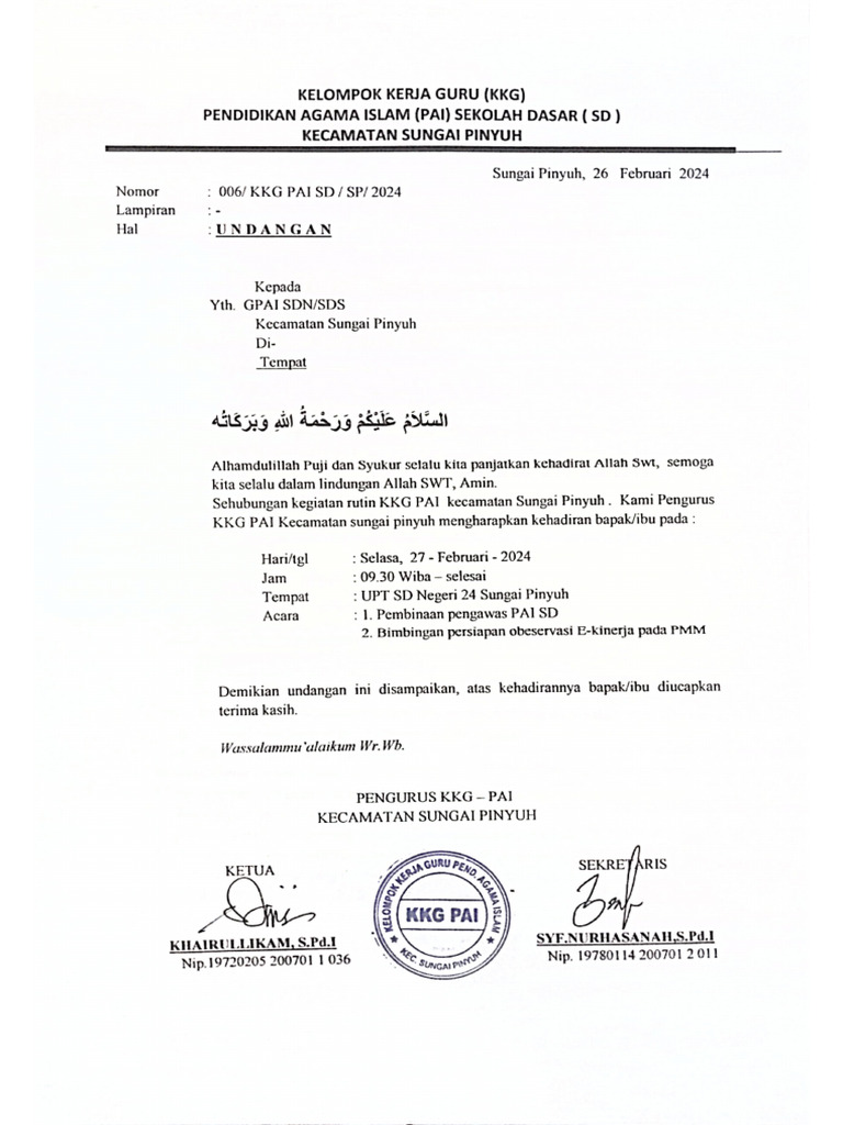 Undangan KKG Feb | PDF