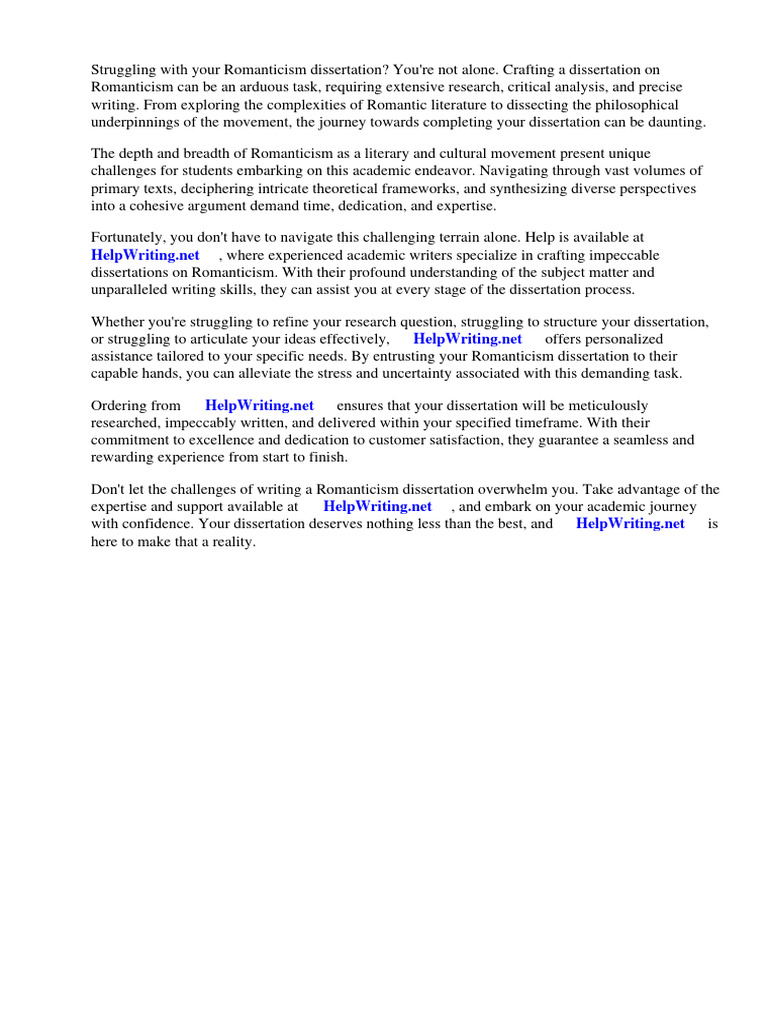 Romanticism Dissertation Help | PDF | Romanticism | Realism (Arts)