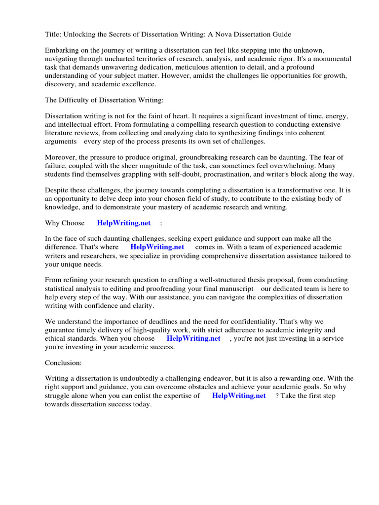 Nova Dissertation Guide | PDF | Thesis | Methodology