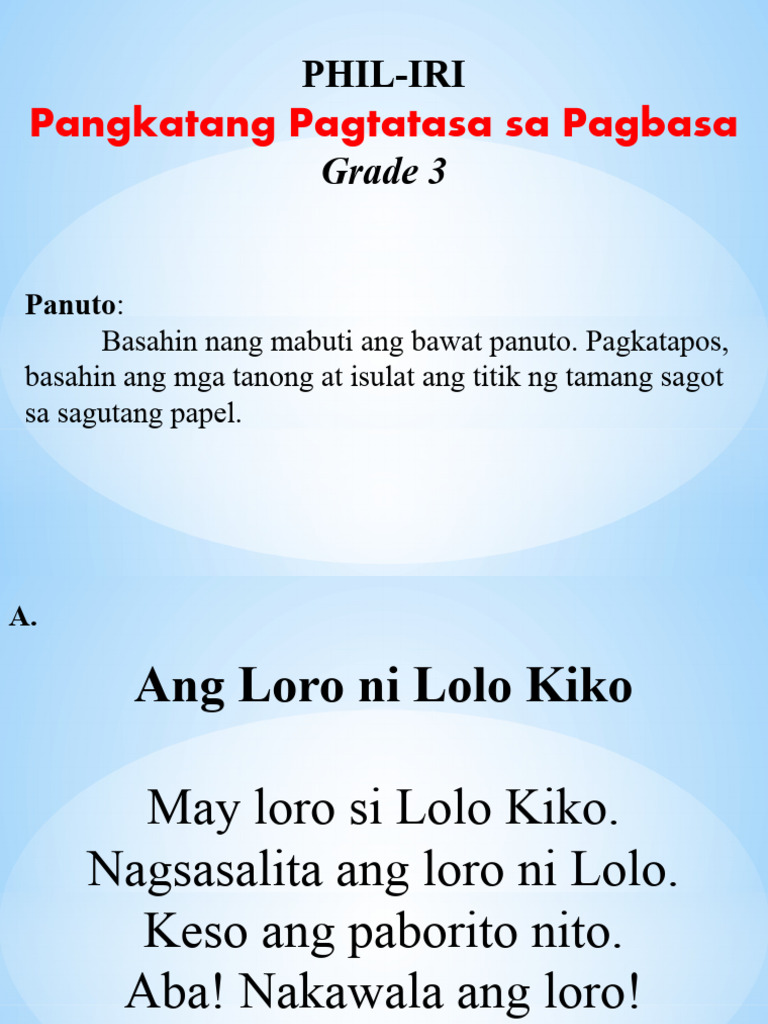 Passages & Questions (Filipino) | PDF