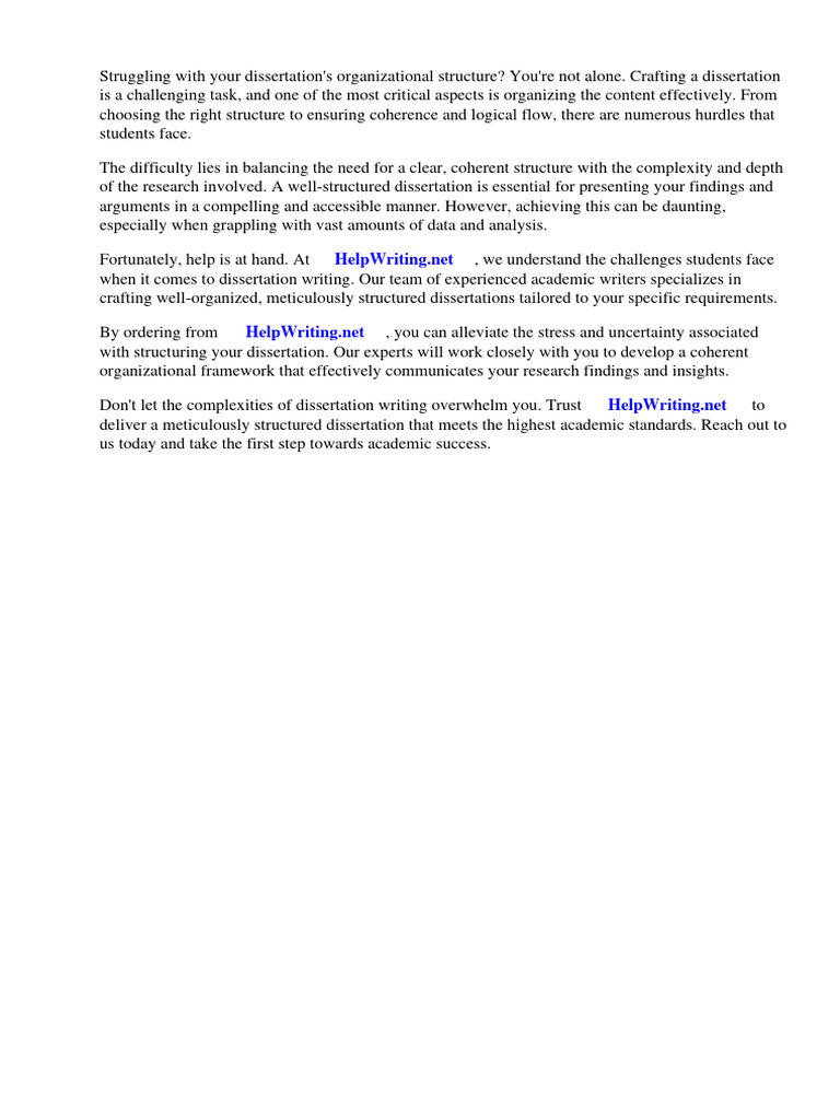 Dissertation Organizational Structure | PDF | Citation | Thesis