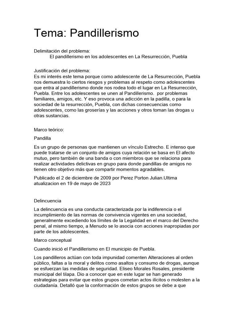 Pandillerismo en Adolescentes de Puebla | PDF | Pandilla