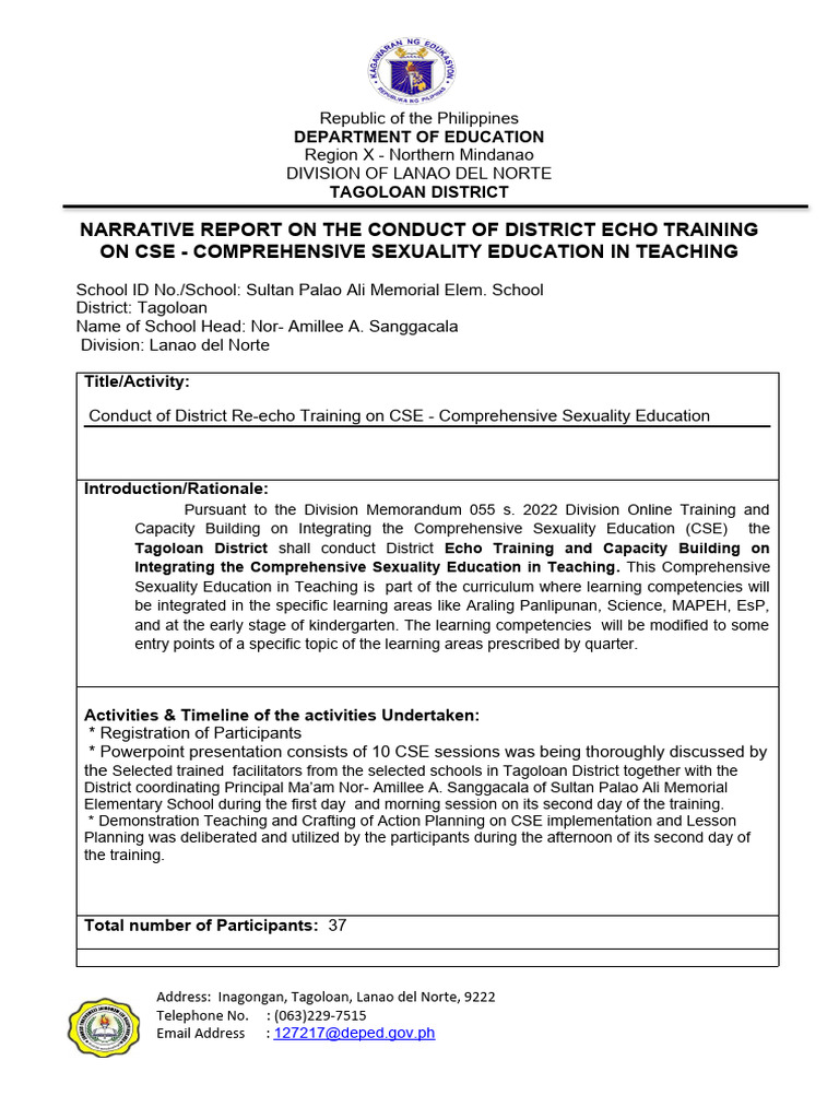 Narrative Report On Cse 220823232647 46e18f16 | PDF | Learning | Behavior Modification